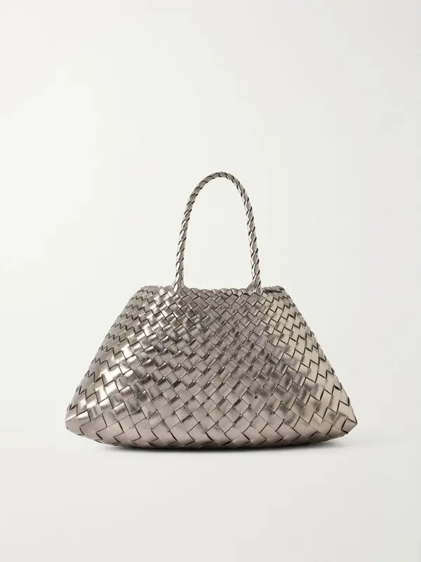 Dragon Diffusion Santa Croce Woven Leather Tote - Silver