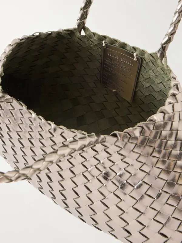 Dragon Diffusion Santa Croce Woven Leather Tote - Silver