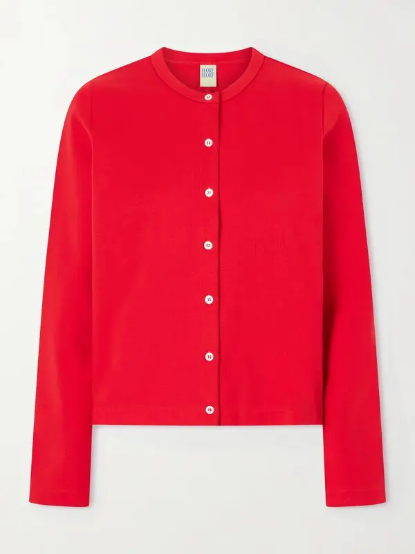 FLORE FLORE Poppy Organic Cotton-jersey Cardigan - Red