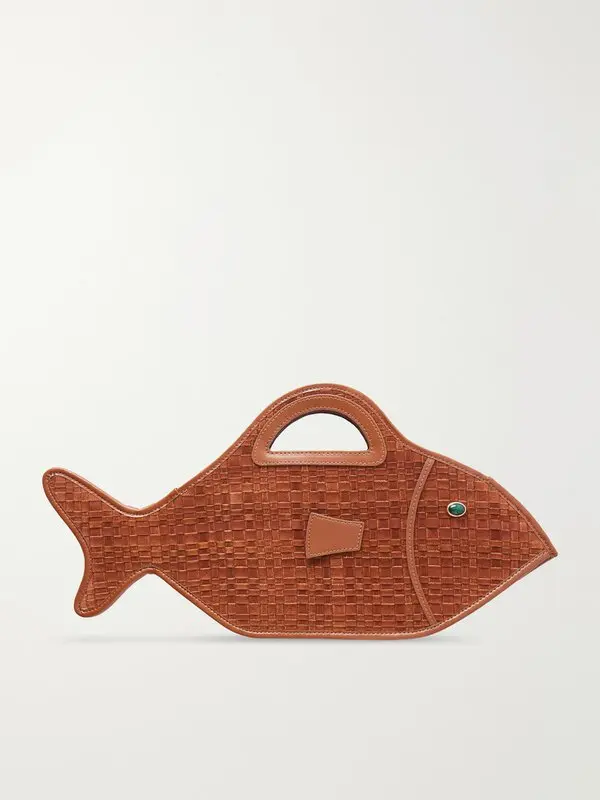 Staud Cleo Logo-debossed Woven Suede Tote
