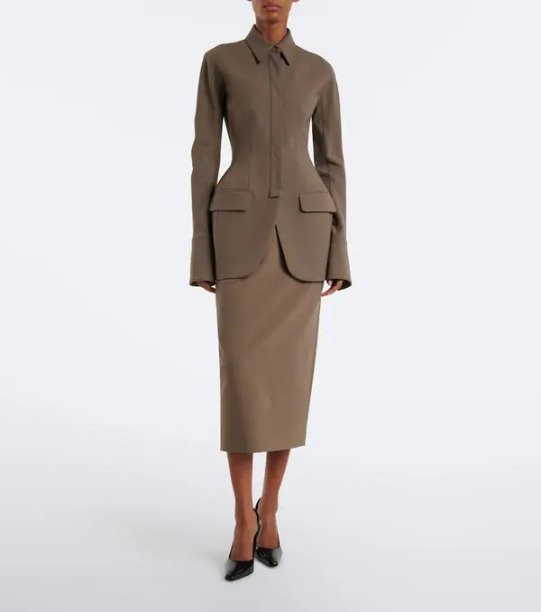 MUGLER Wool-blend Pencil Skirt