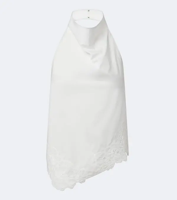 SIR. Klara Cotton Halterneck Top In Ivory - White