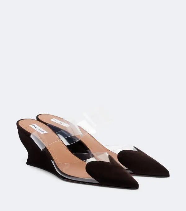 Alaïa Le Cour Suede Wedge Mules - Brown