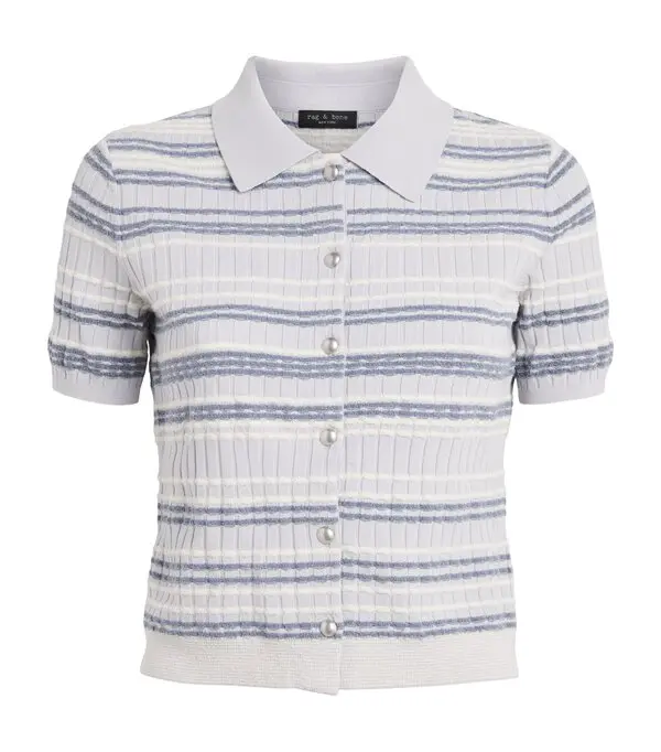 Rag & Bone Karina Striped Cotton-blend Knit Cardigan - Blue