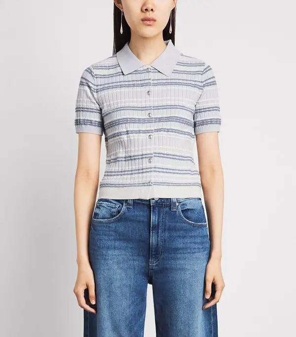 Rag & Bone Karina Striped Cotton-blend Knit Cardigan - Blue