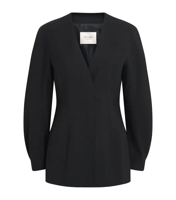 RETORI Virgin Wool Hourglass Blazer - Blue