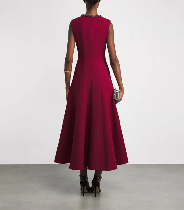 Roland Mouret Embellished Wool-silk Midi Dress