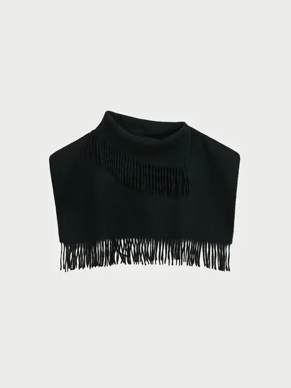 BY MALENE BIRGER Turtla Wool Fringe Bib - Black
