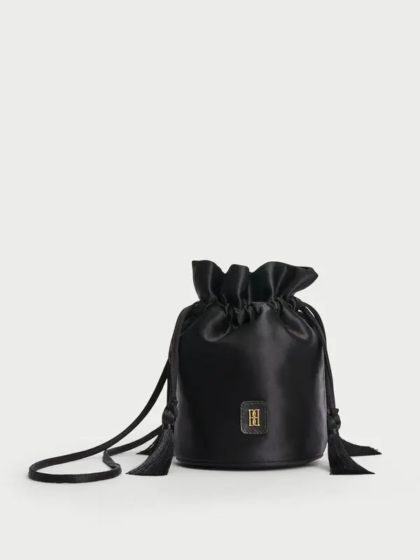 BY MALENE BIRGER Landinna Satin Bucket Bag - Black