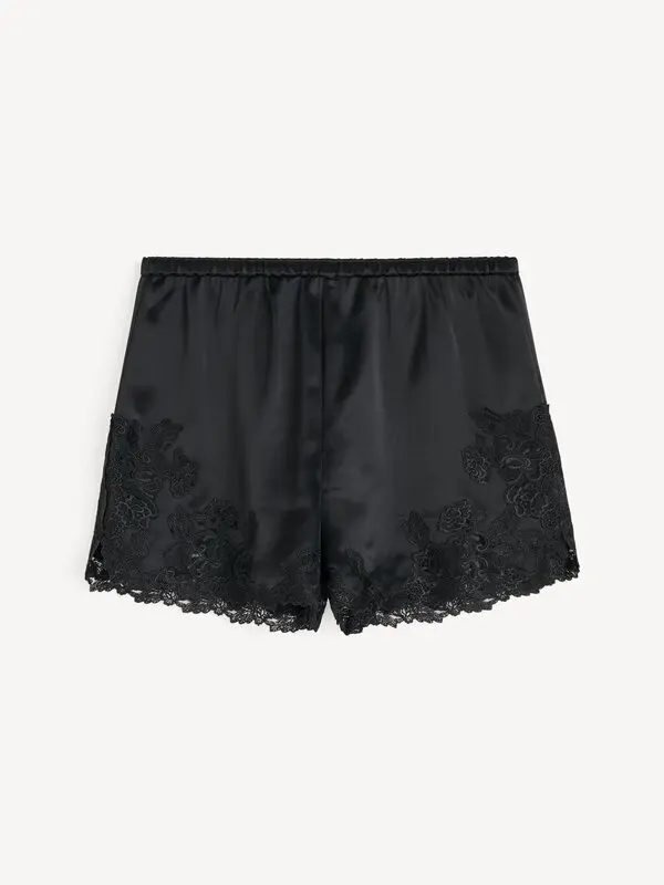 BY MALENE BIRGER Eri Satin Shorts With Lace Trim - Black