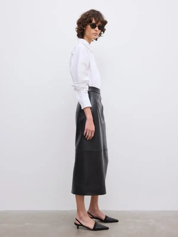 HOUSE OF DAGMAR Leather Midi Skirt