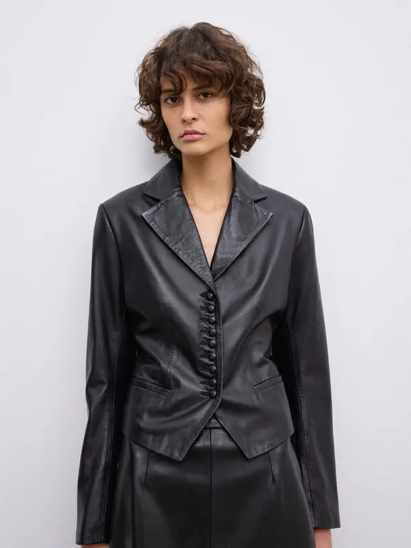 HOUSE OF DAGMAR Slim Tailored Blazer Leather