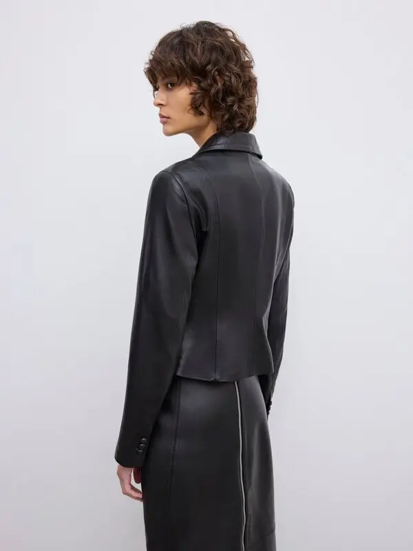HOUSE OF DAGMAR Slim Tailored Blazer Leather