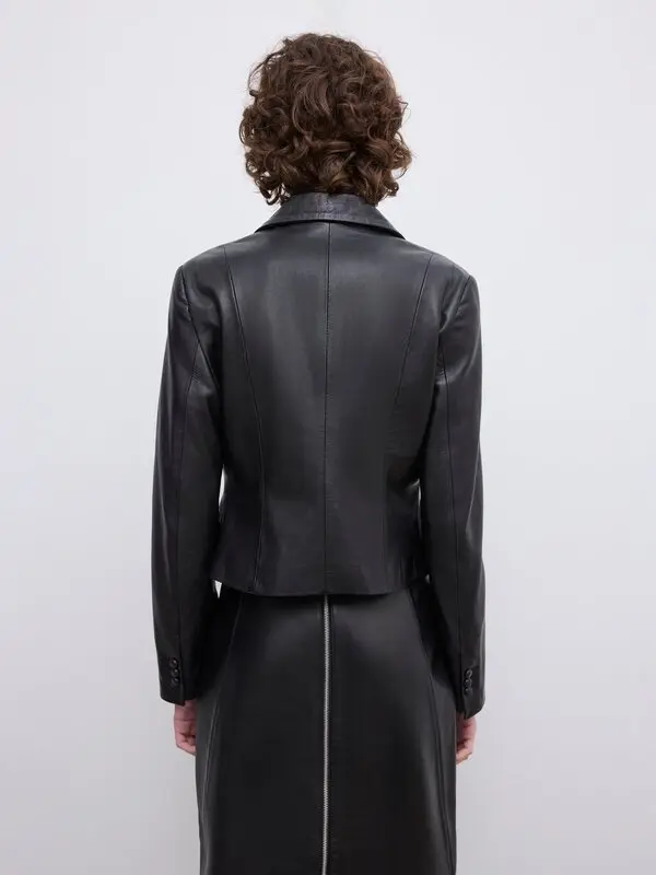 HOUSE OF DAGMAR Slim Tailored Blazer Leather
