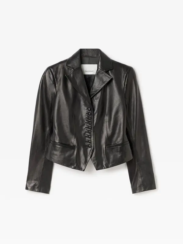 HOUSE OF DAGMAR Slim Tailored Blazer Leather
