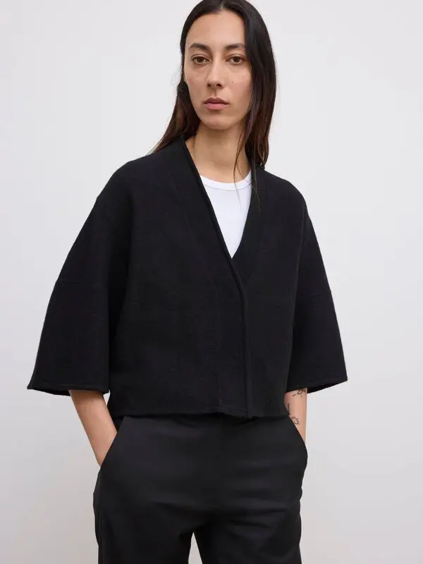 HOUSE OF DAGMAR V-neck Cropped Wool Cardigan