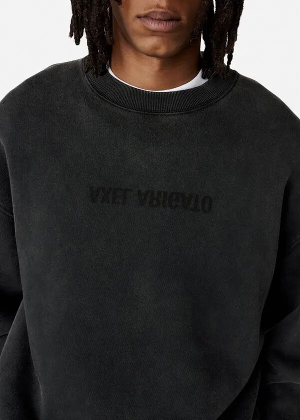 Axel Arigato Distort Washed Crewneck Sweatshirt - Black