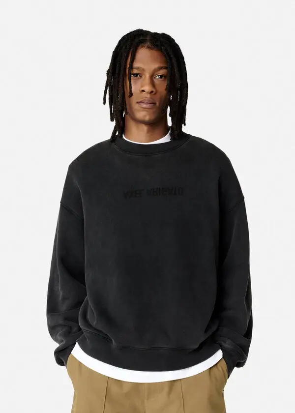 Axel Arigato Distort Washed Crewneck Sweatshirt - Black