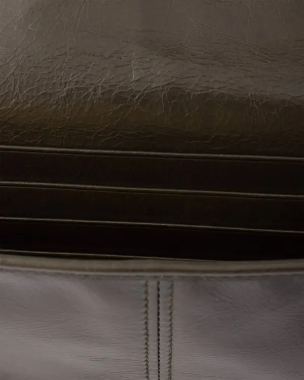 Prada Leather Wallet With Shoulder Strap - Forest