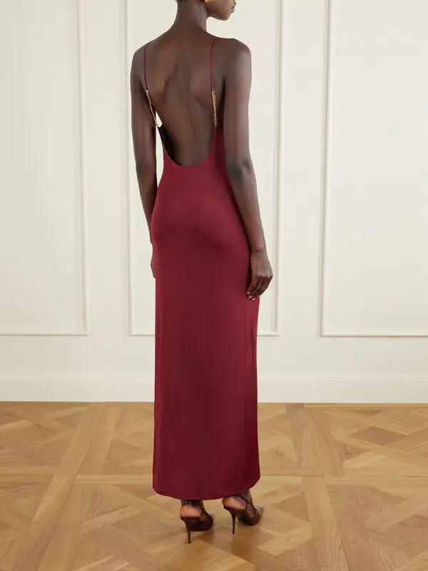 Saint Laurent Chain Detail Jersey Maxi Dress