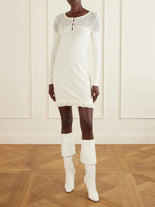 Alexander McQueen Embroidered Ribbed-knit Dress