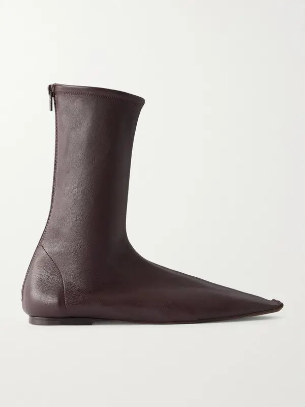 Khaite Marlene Leather Ankle Boots - Brown