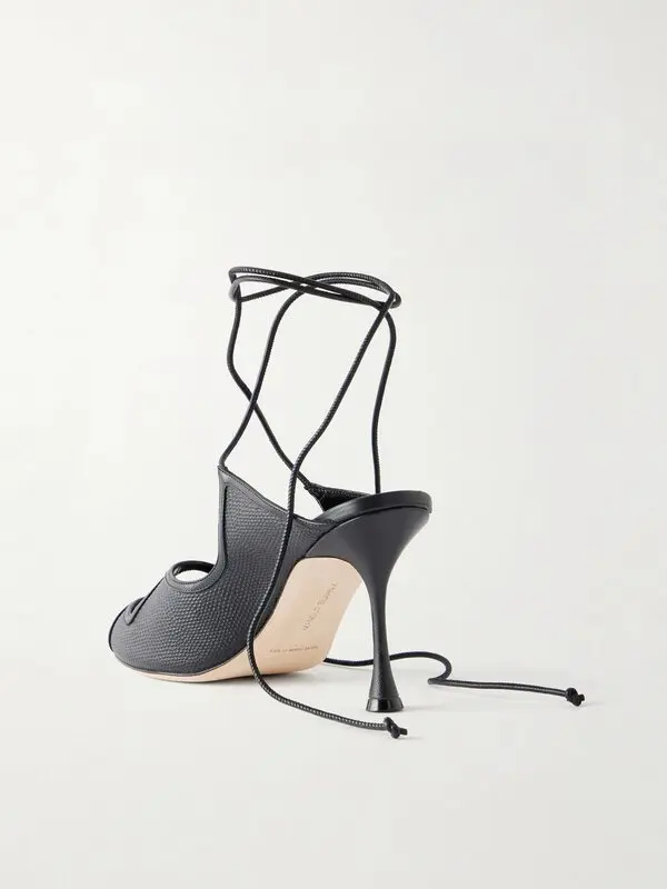 Manolo Blahnik Prosta 90 Snake-effect Leather Sandals