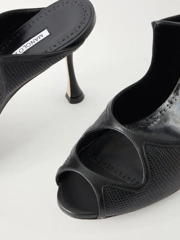 Manolo Blahnik Prosta 90 Snake-effect Leather Sandals
