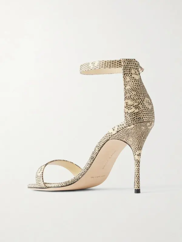 Manolo Blahnik Chaos 90 Snake-effect Leather Stiletto Sandals