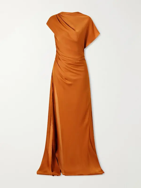 MARMAR HALIM Asymmetric Draped Satin Gown
