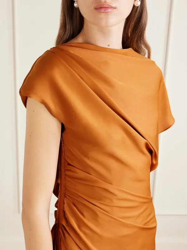 MARMAR HALIM Asymmetric Draped Satin Gown