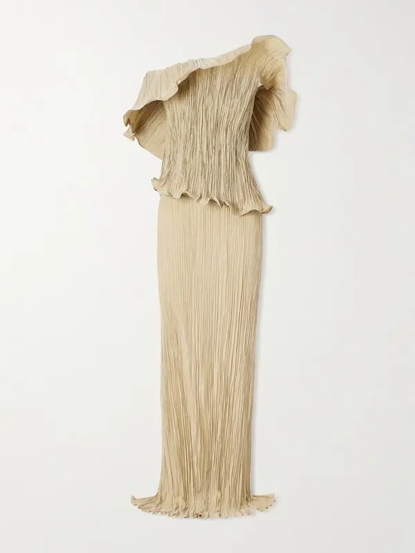 MARMAR HALIM Pleated Off-the-shoulder Taffeta Gown