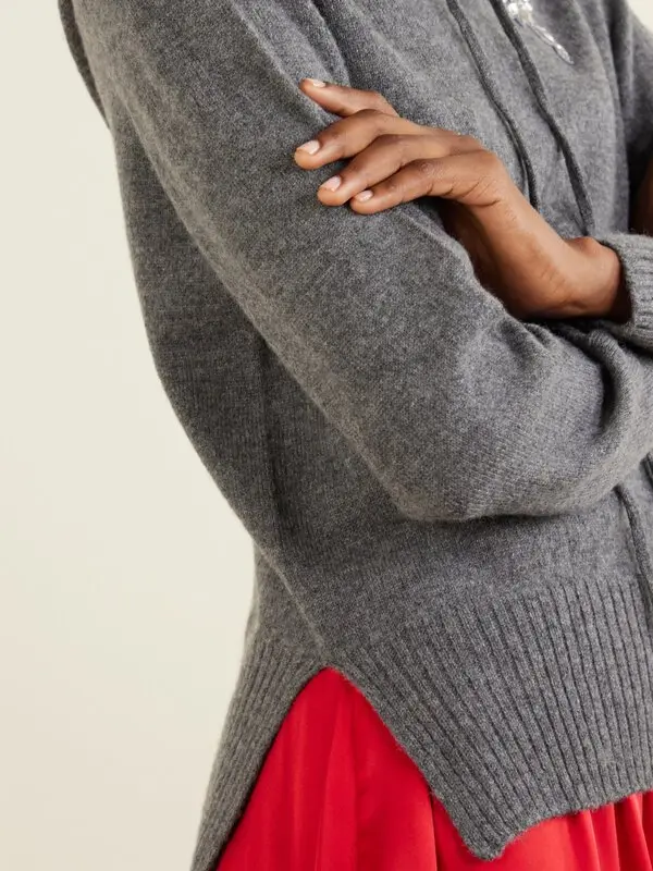 Simone Rocha Embellished Knitted Cashmere Hoodie - Multi
