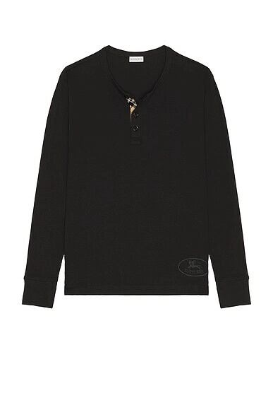 Burberry Long Sleeve Henley - Black