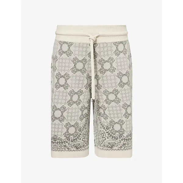 Amiri Ma Quad Check Mesh Knit Shorts - Alabaster