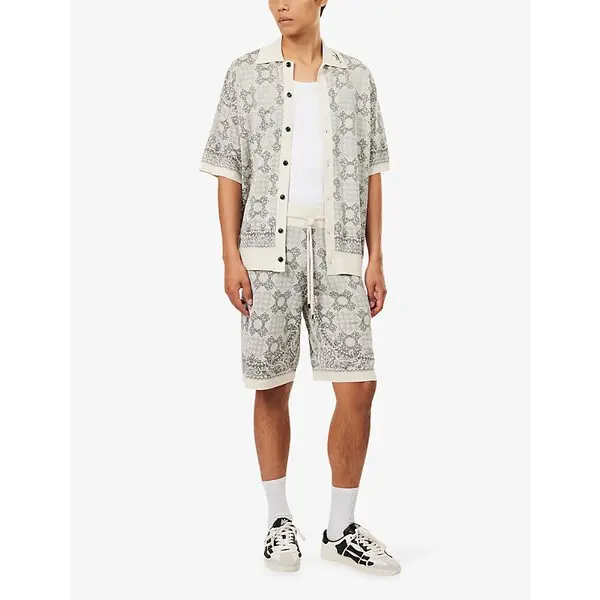 Amiri Ma Quad Check Mesh Knit Shorts - Alabaster