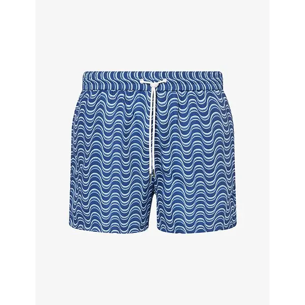 ARNE Wave Print Swim Shorts - Navy
