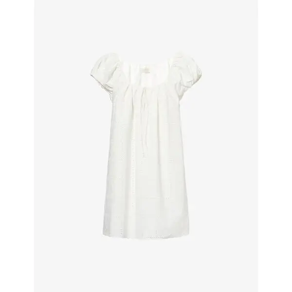 Faithfull The Brand Serafina Embroidered Cotton-blend Mini Dress - White