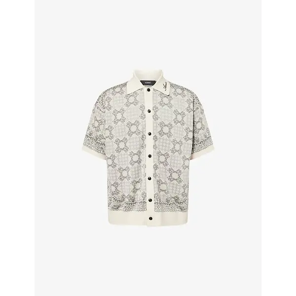 Amiri Ma Quad Check Mesh Knit Shirt