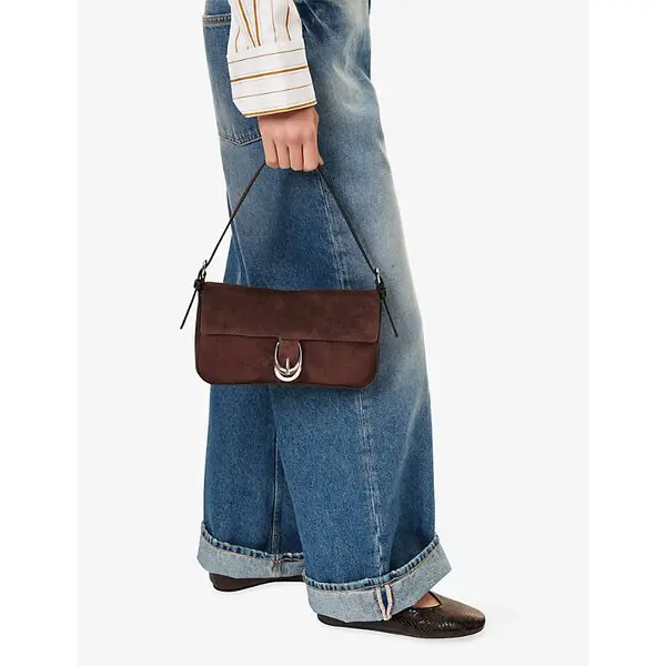 Staud Harlow Suede Shoulder Bag - Espresso