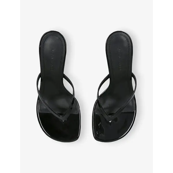 Amina Muaddi Juliette Thong 70 Leather Heeled Sandals