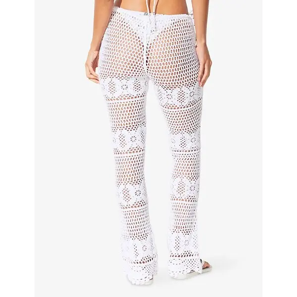 SKIMS Flared Side-tie Cotton-crochet Trousers