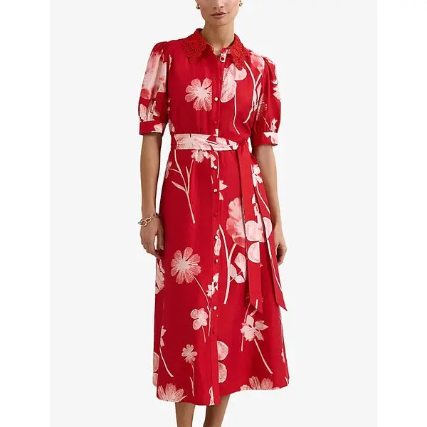 PHASE EIGHT Delphine Floral Woven Midi Dress