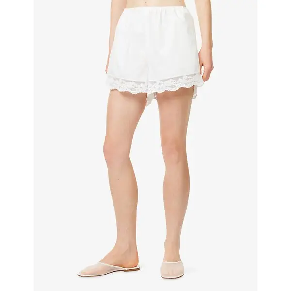Faithfull The Brand Lace-trim Cotton Shorts - Ivory