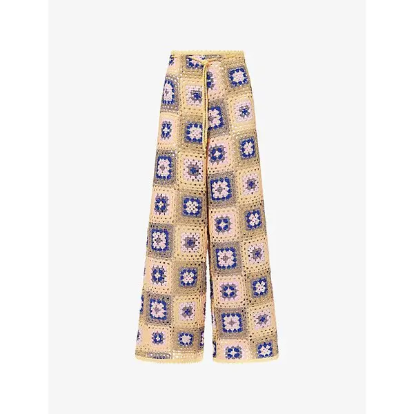 Agua Bendita Crochet Knit Wide Leg Trousers - Multi