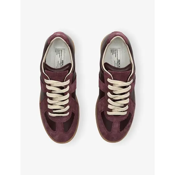 MAISON MARGIELA Replica Leather Trainers - Wine Comb