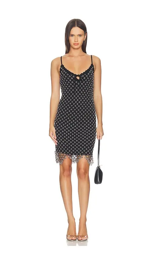 Misha Collection The Beaded Crochet Mini Dress - Black