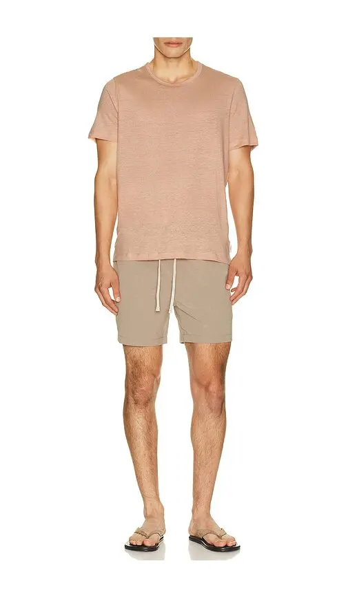 Onia Stretch Linen Crewneck Tee Shirt In . Also - Pink