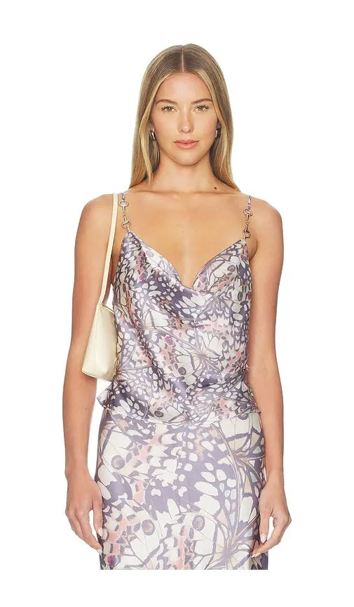 L'Agence Calista Cowl Cami In Printed Silk - Multi