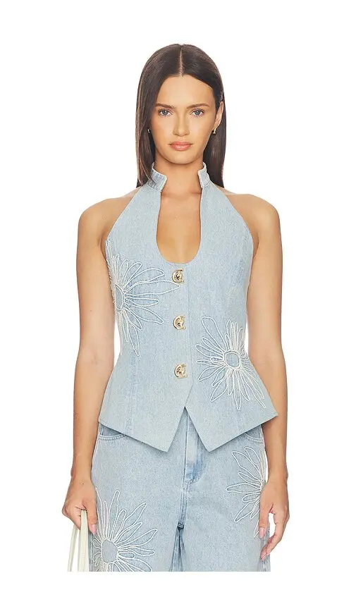 THE WOLF GANG Amana Denim Vest - Blue